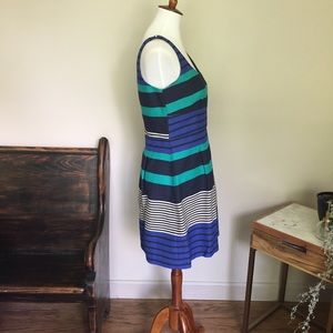 LOFT | Dresses | Loft Striped Textured Fit And Flare Dress | Poshmark